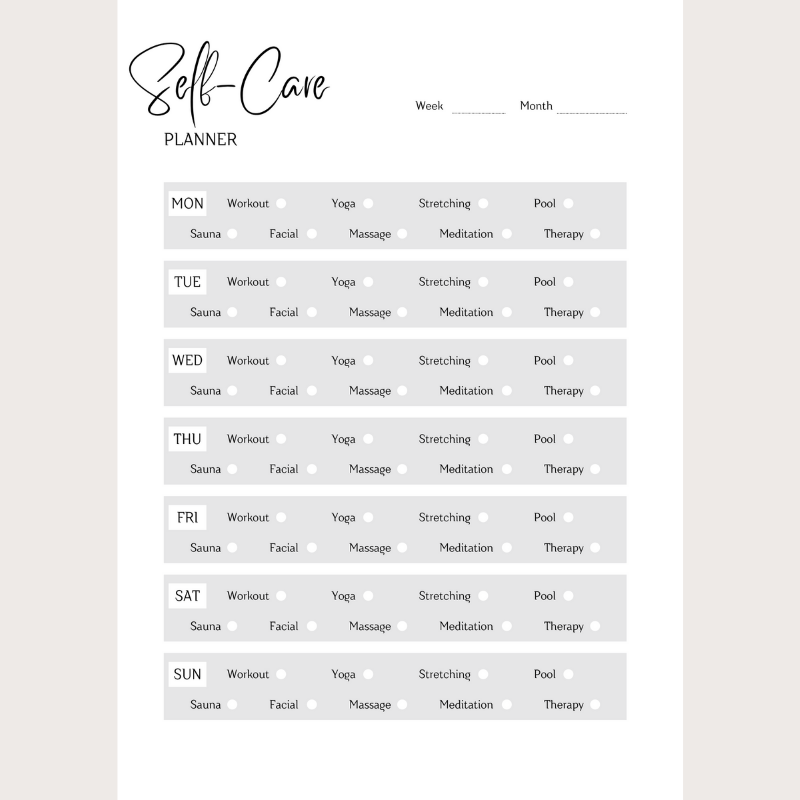 Self-Care Planner Insert | Single Page | Digital Planning & Printable ...