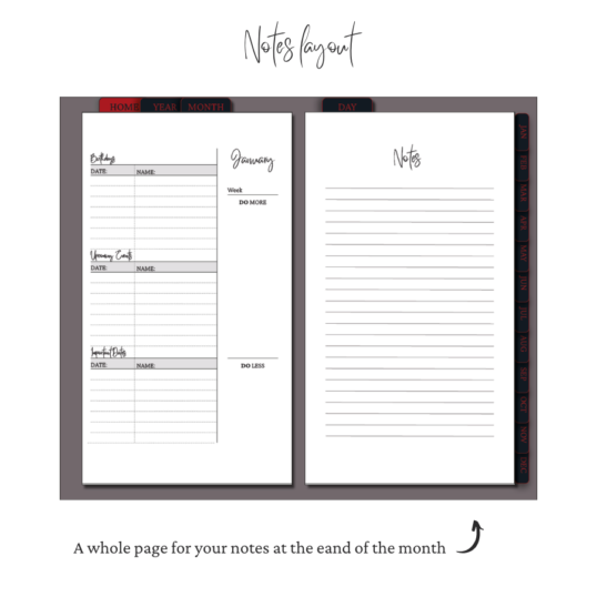 The Ultimate Yearly Digital Planner | Black&Red - BlancPlanner