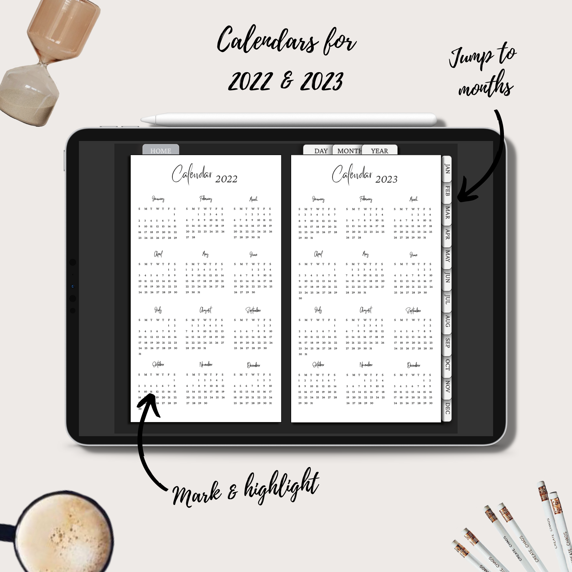 Mom’s Yearly Planner 2022-2023 | Digital Planning | Black&White ...