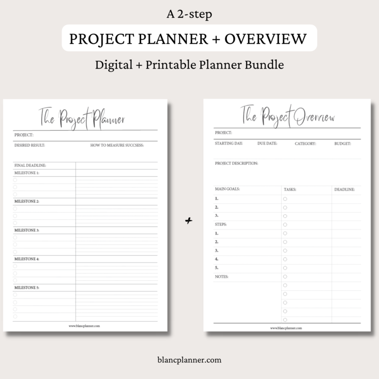 The Project Planner + Overview Inserts | Project Planner Bundle | 2 ...