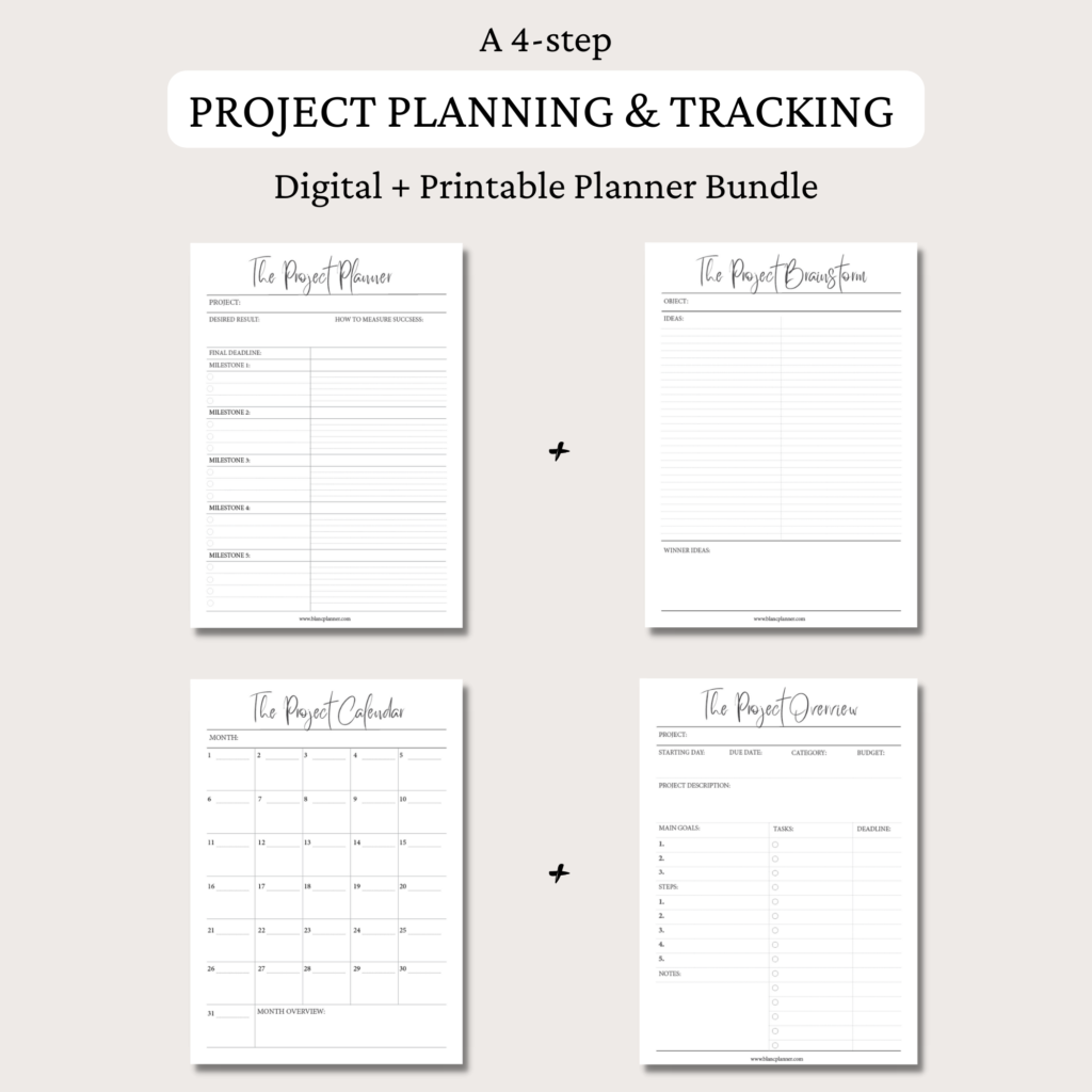 Project Brainstorm+ Planner + Calendar + Overview Inserts | Project ...