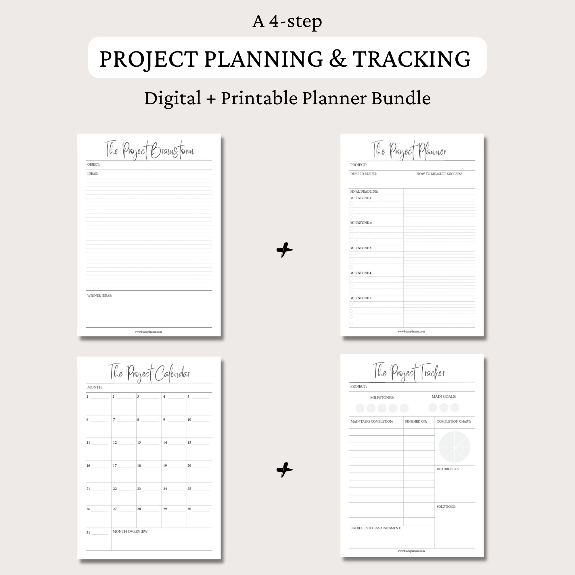 Project Brainstorm + Planner + Calendar + Tracker Inserts | Project ...