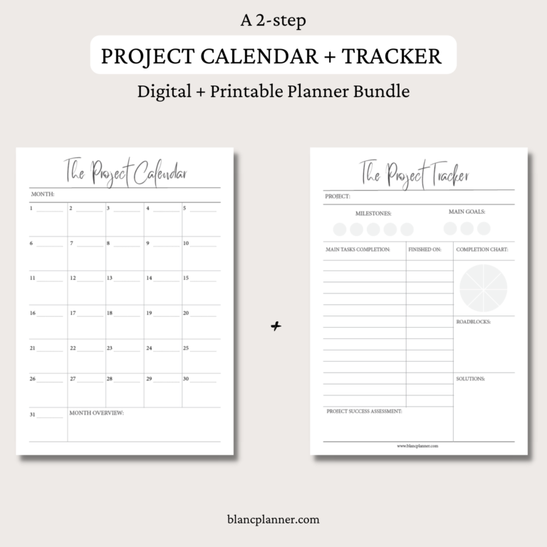 The Project Calendar + Tracker Inserts | Project Planner Bundle | 2 ...