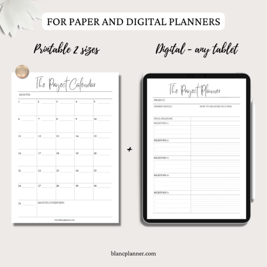 The Project Planner + Calendar Inserts | Project Planner Bundle | 2 ...