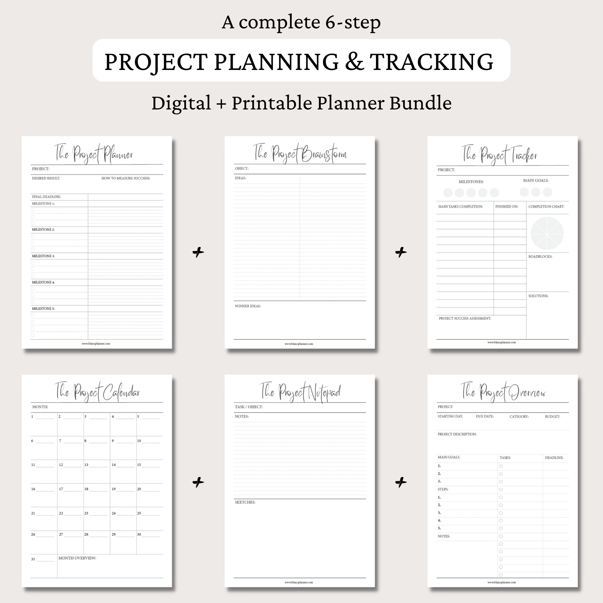 Project Planner + Tracker Pack | 6 Pages | Digital Planning and ...