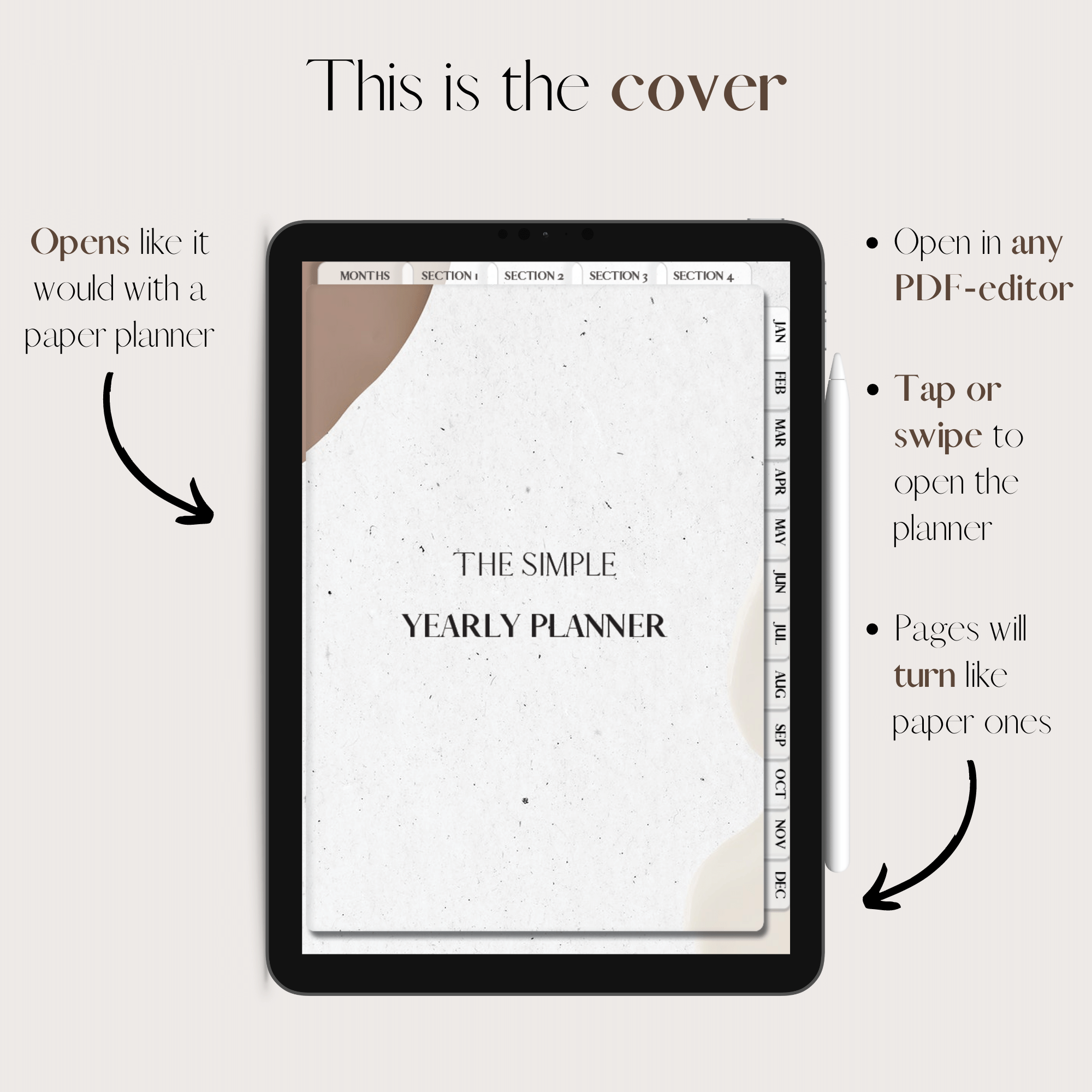 The Simple Yearly Planner In Beige and Brown | Lined - BlancPlanner