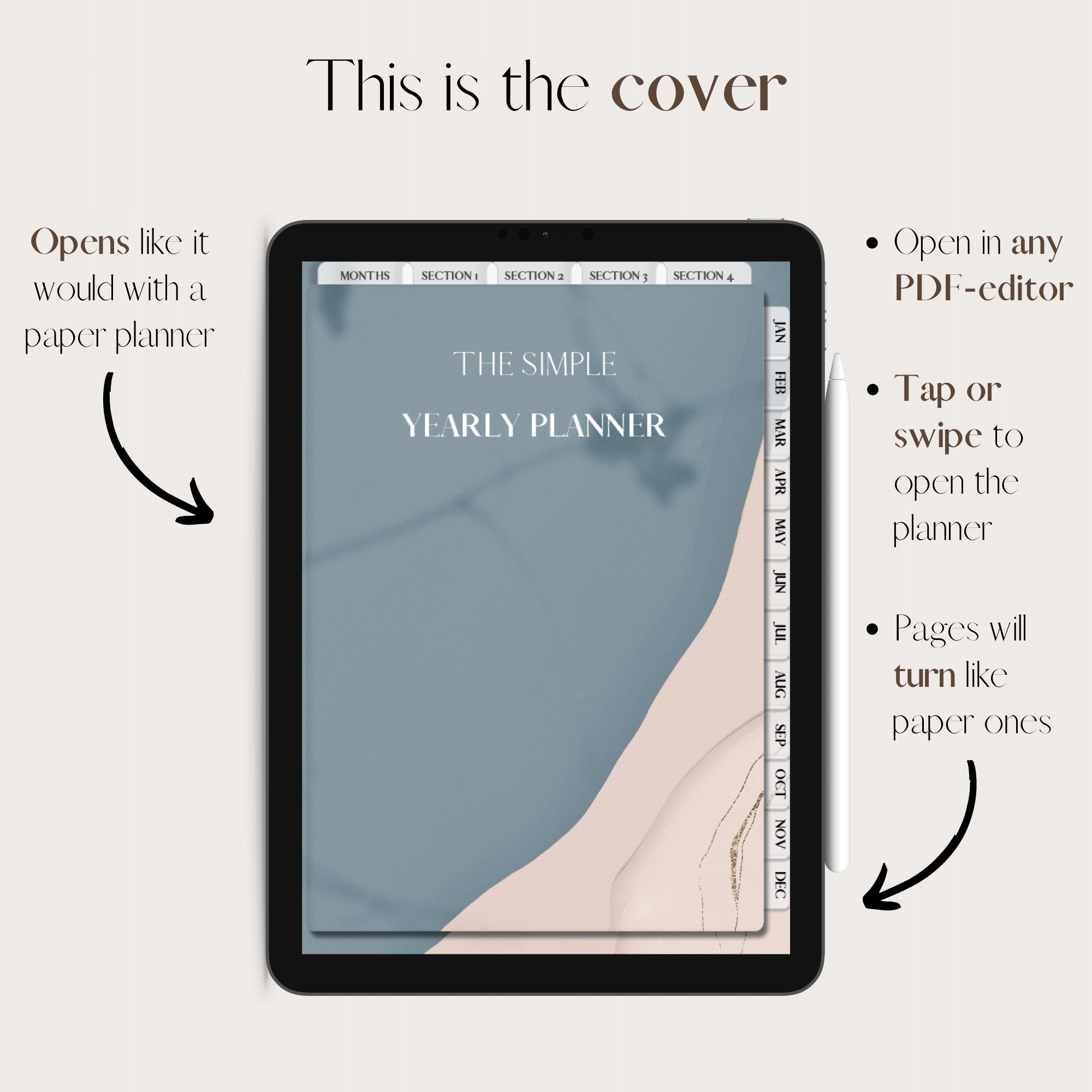 The Simple Yearly Planner In Soft Blue | Squared | Large Squares ...