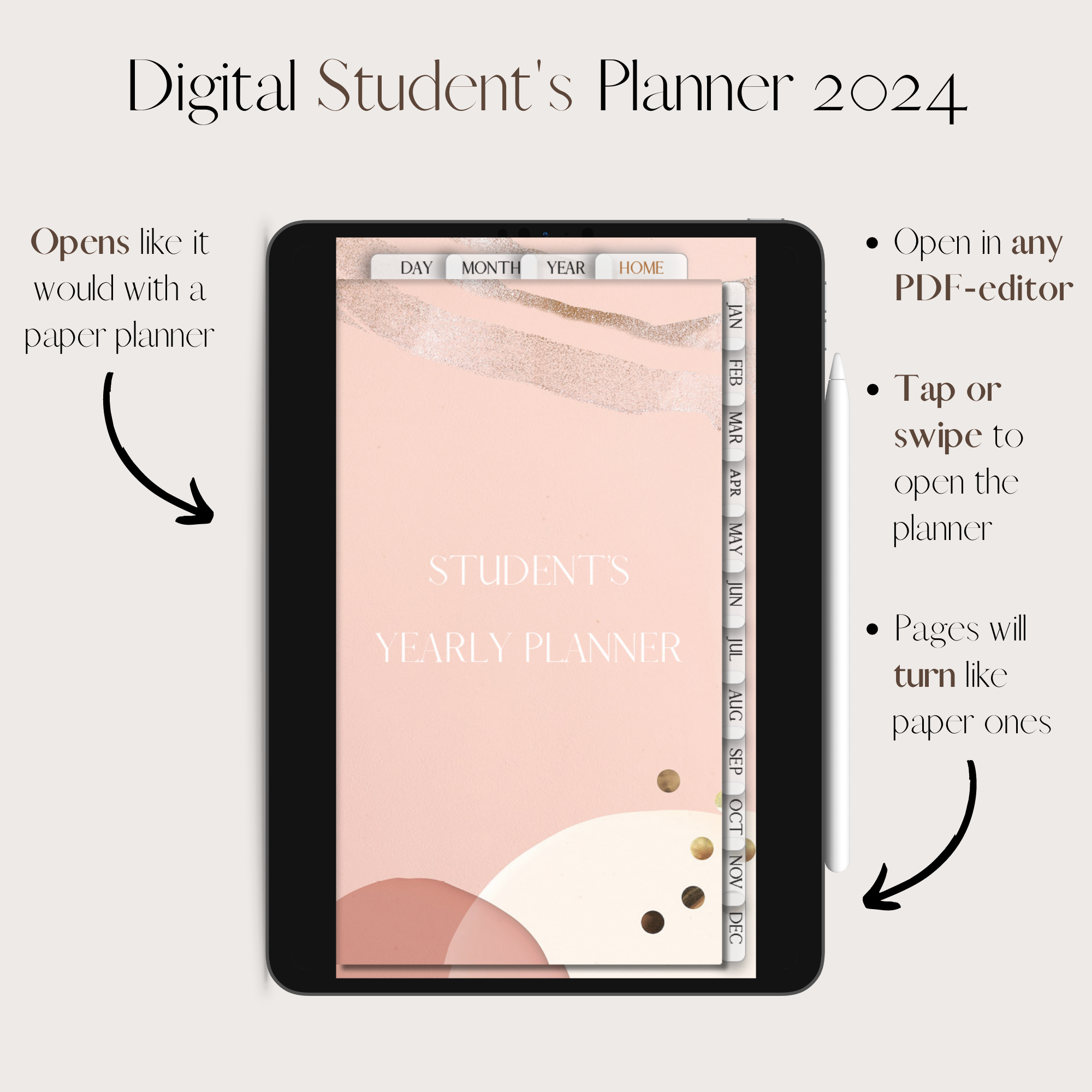 The Ultimate Student’s Planner 2024 | Afrah | Pink Sparkle - BlancPlanner