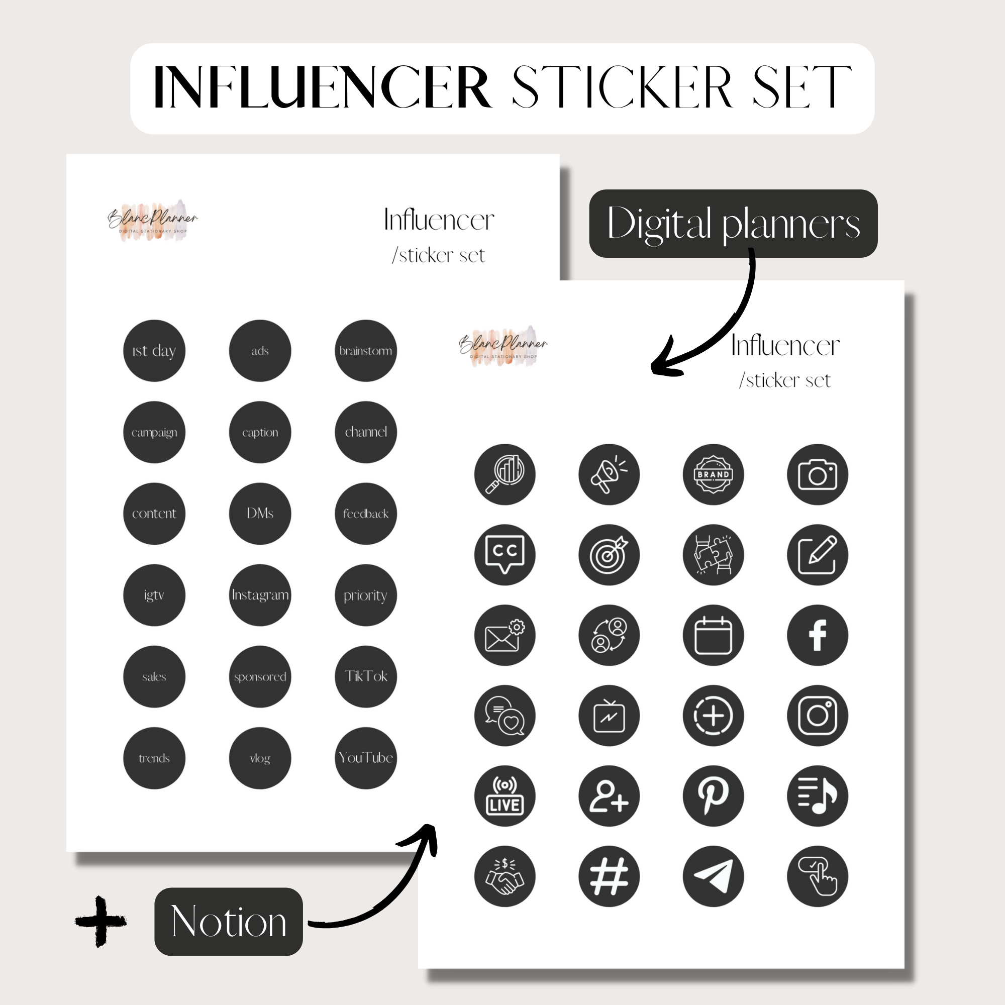 Influencer Pack | Digital Stickers Set Bundle | Digital Planning ...