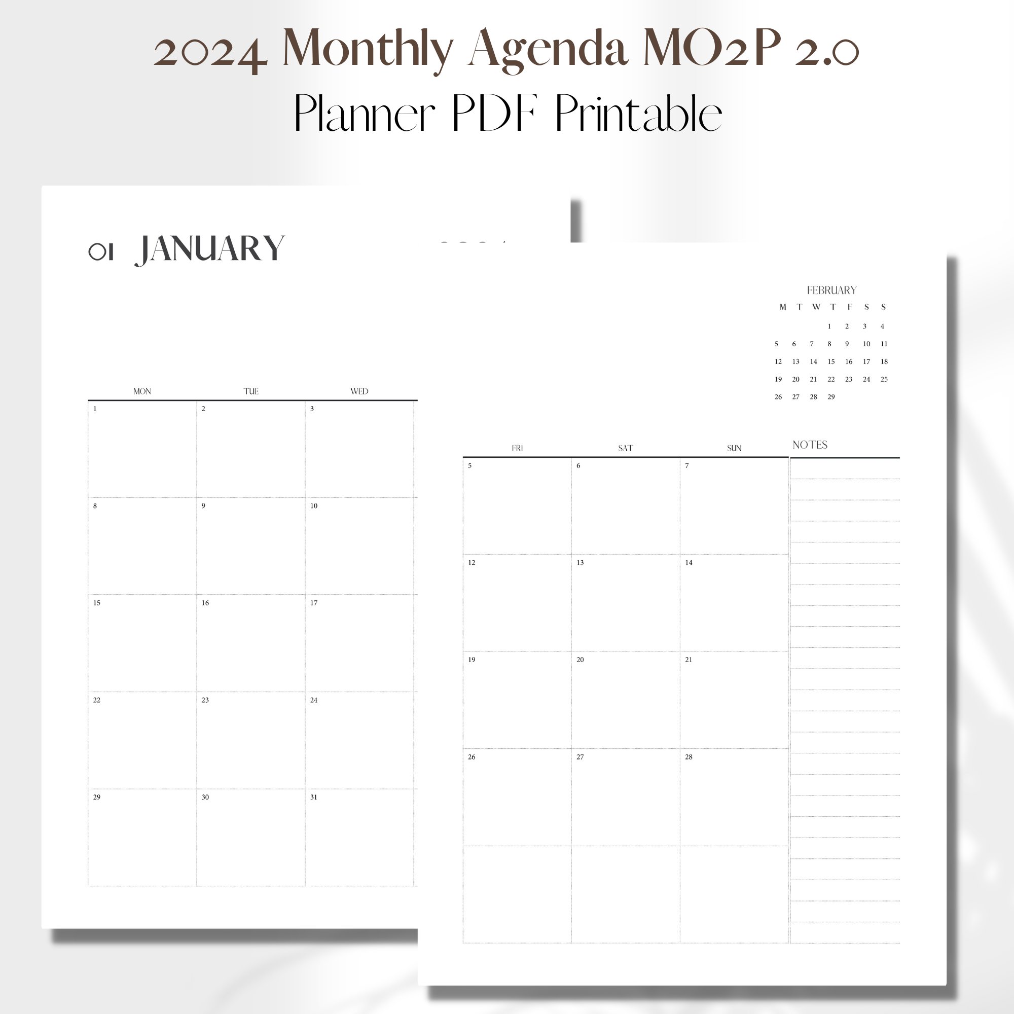 2024 Month On 2 Pages DATED | PDF Printable Planner Insert | A5 ...