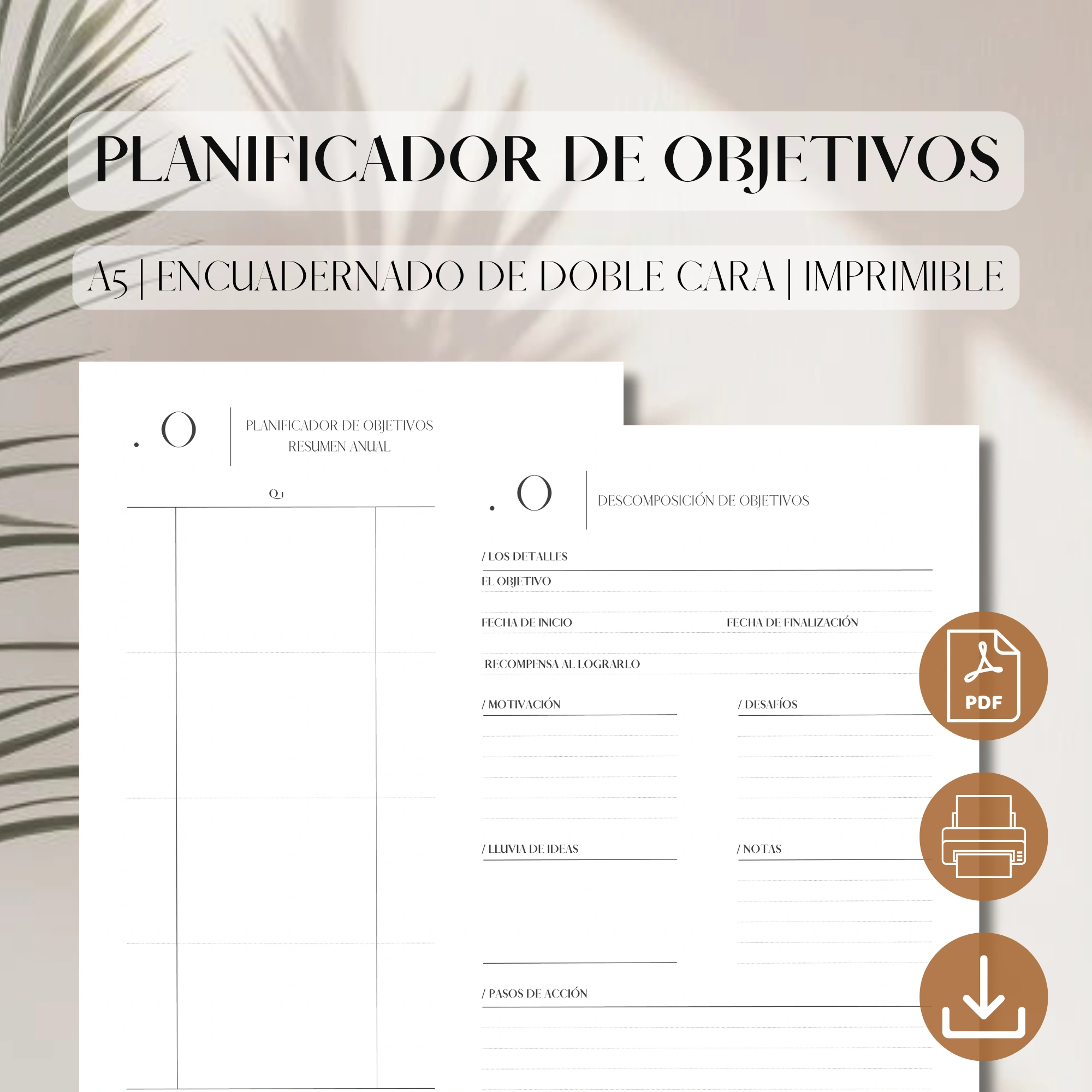 Planificador de Metas SIN FECHA | Inserto de Planificador Imprimible en ...